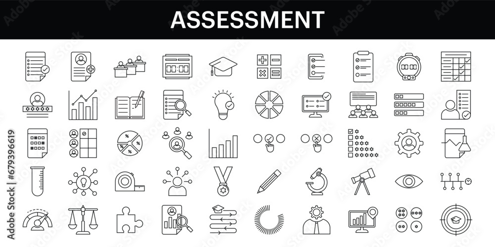 Assessment icon illustration collection. Design icon. Stock vector ...