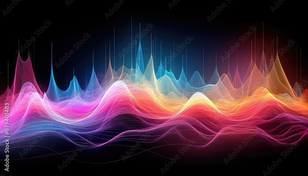 Colorful sound waves, quantum wave tracing ,background Stock ...
