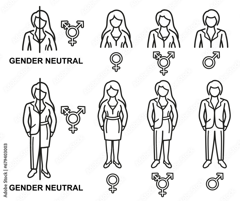 Gender neutral, man and woman, transgender person, sexual identity ...