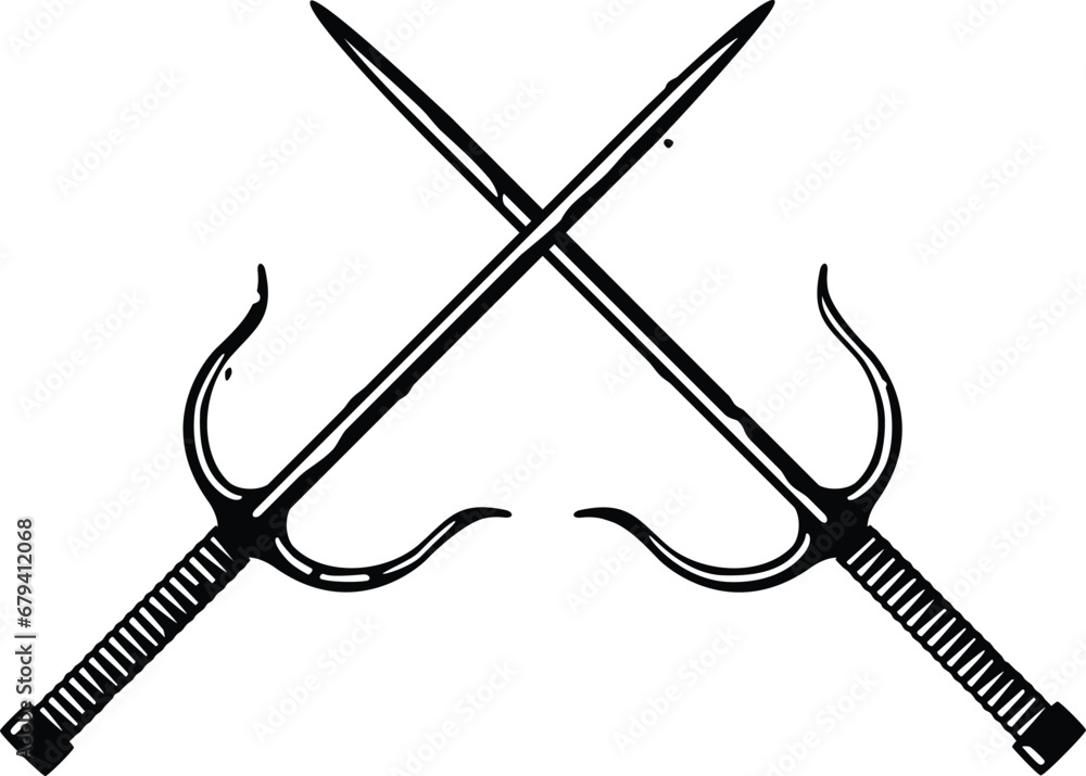 Crossed Ninja Sais Stock Vector | Adobe Stock