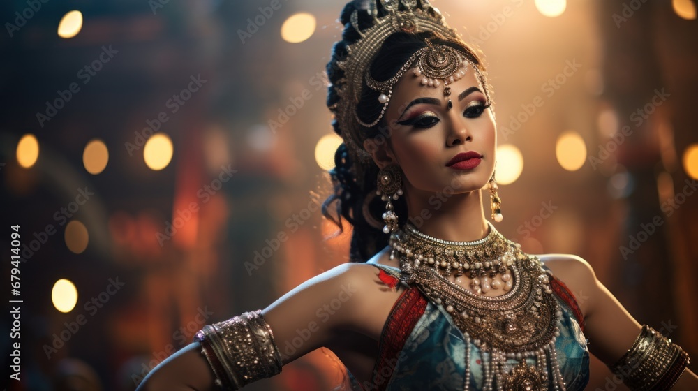 Beautiful indian dancer in traditional costume, AI Stock Photo | Adobe ...