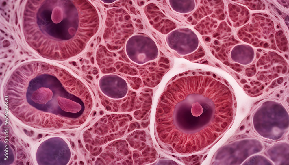 Anatomy and Histological Ovary and Testis human cells under microscope ...
