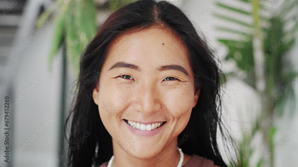 Portraits of Happy Asian People Looking at Camera Close Up. Bright ...