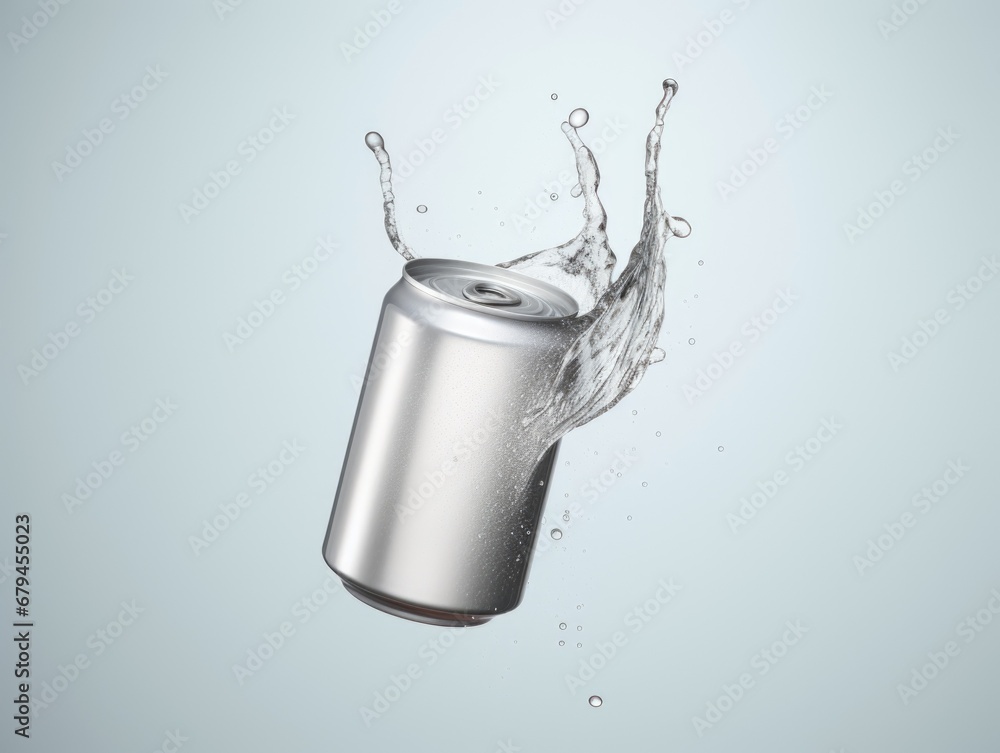 product mockup of a soda can with water splash photography Stock Photo ...