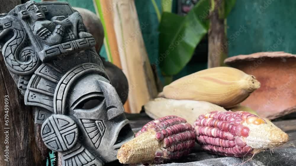 Maya gods sculpture with mais corn as primary source of food in the ...