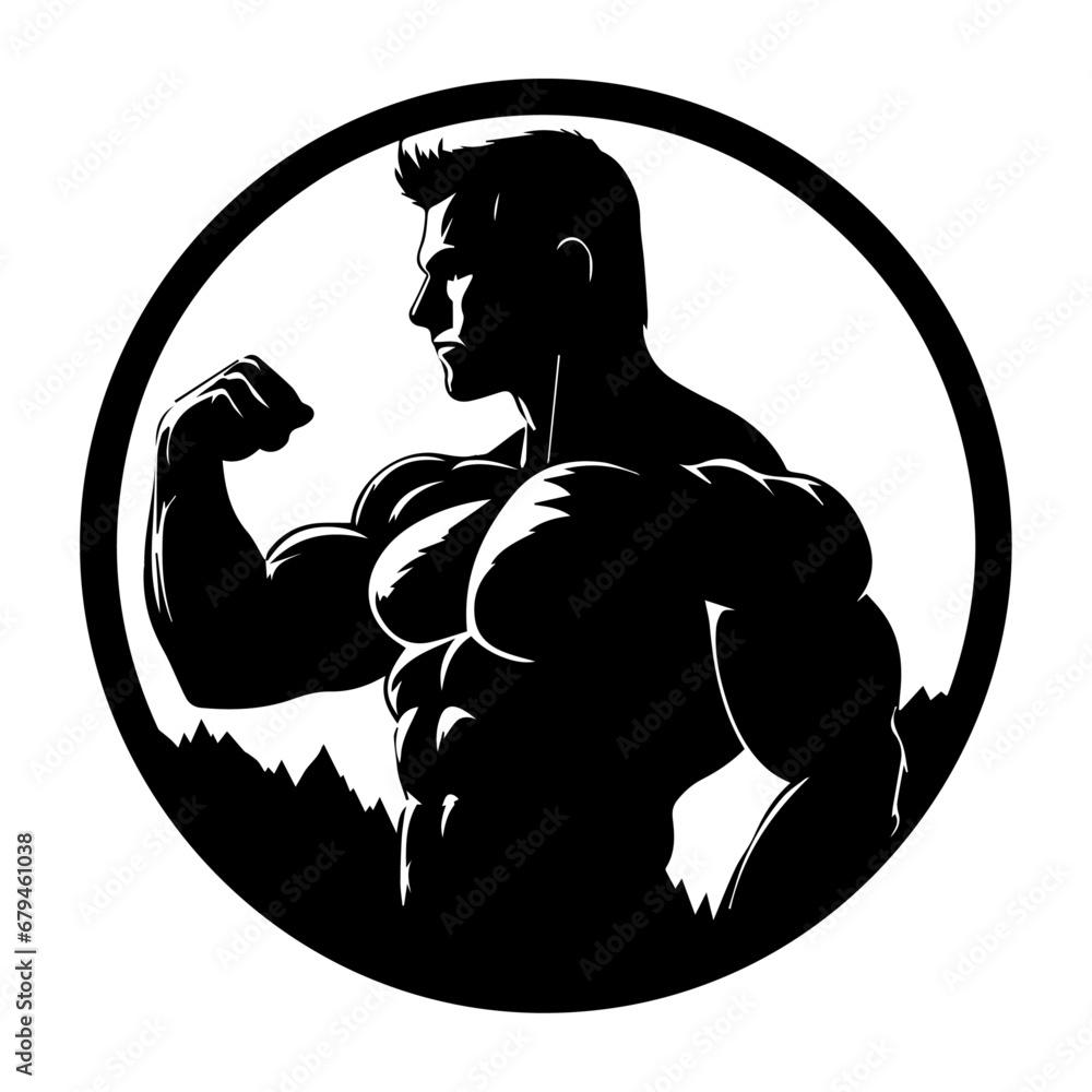 Strong Human Body Builder Silhouette, Muscle, vector, logo illustration ...