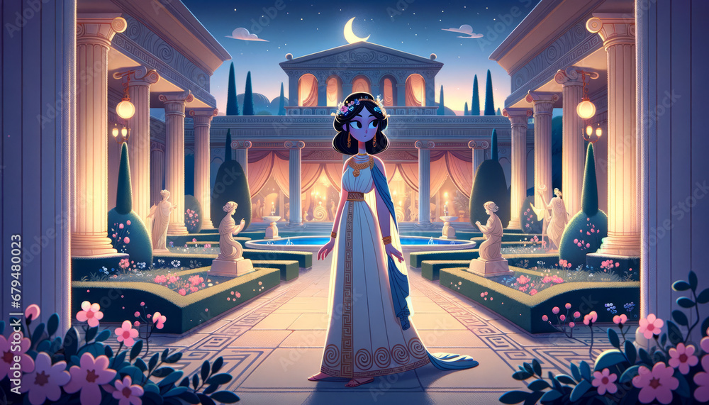 Jocasta, a character from Greek mythology, depicted in a whimsical ...