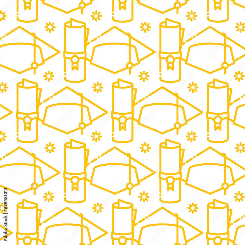 Digital png illustration of yellow graduation caps and diplomas ...