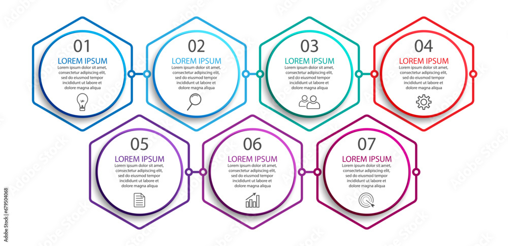 Vector simple Business Infographic design template with color lines ...