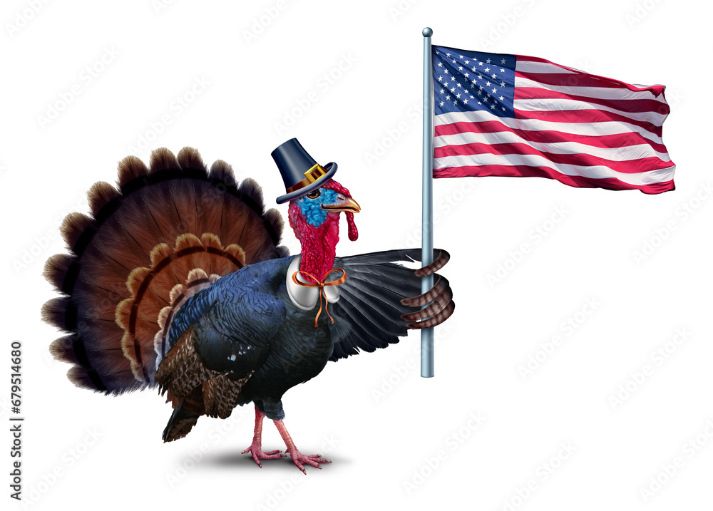 United States Flag waving Turkey and Thanksgiving Autumn or fall ...