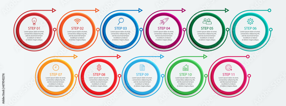 Simple Business Infographic design, vector template with color lines ...