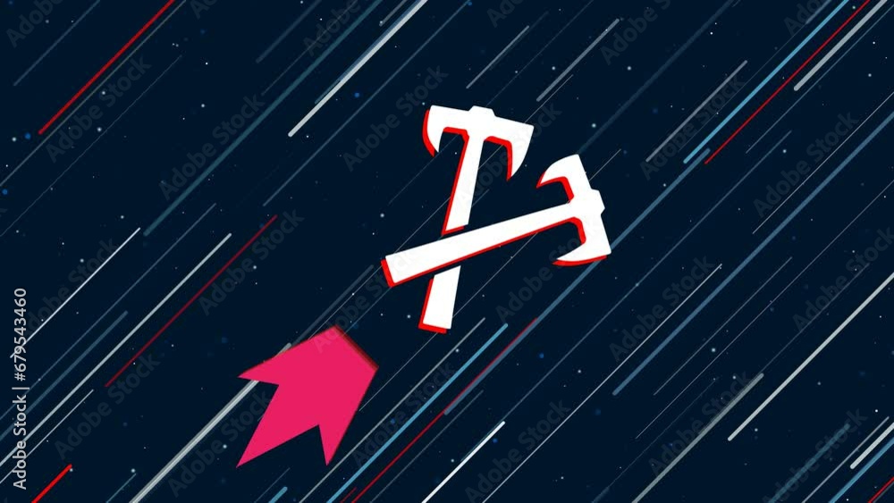 Crossed axes symbol flies through the universe on a jet propulsion. The ...