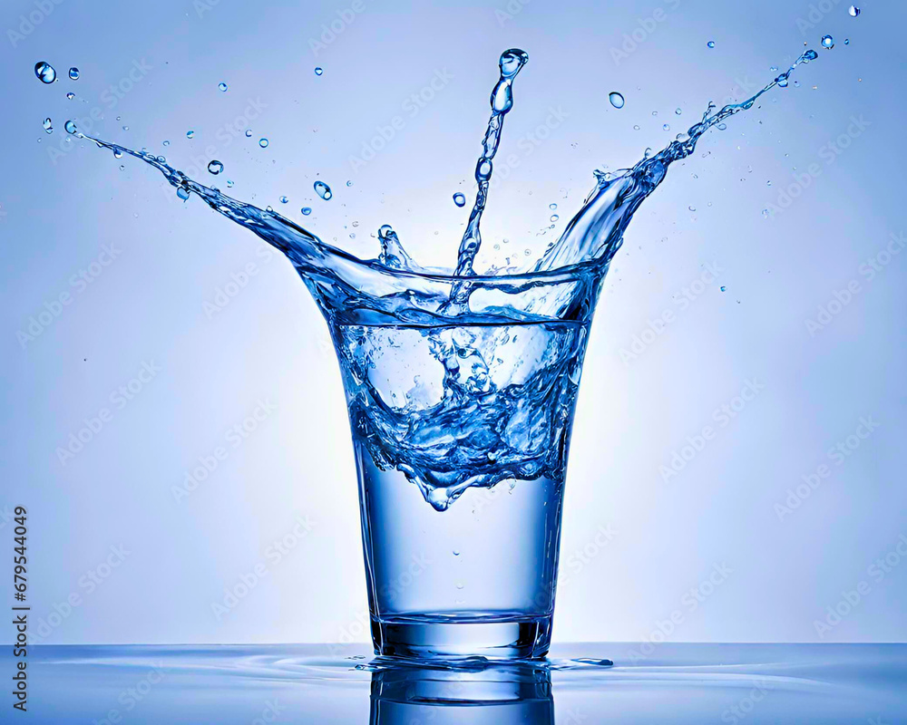 water splash in glass, Refreshing Water Splash in Crystal Clear Glass, Hydration Concept ...