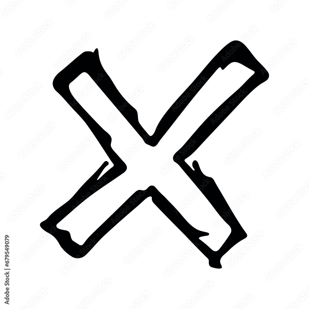Hand drawn cross mark illustration. Marker wrong sign clipart. Ink ...