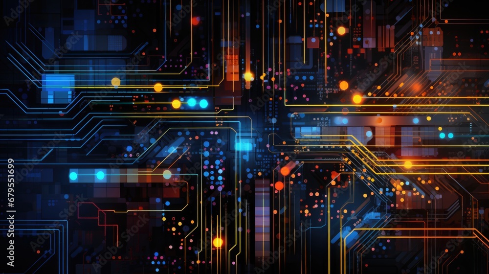 Innovation, technology background of microelectronics closeup. Big data ...