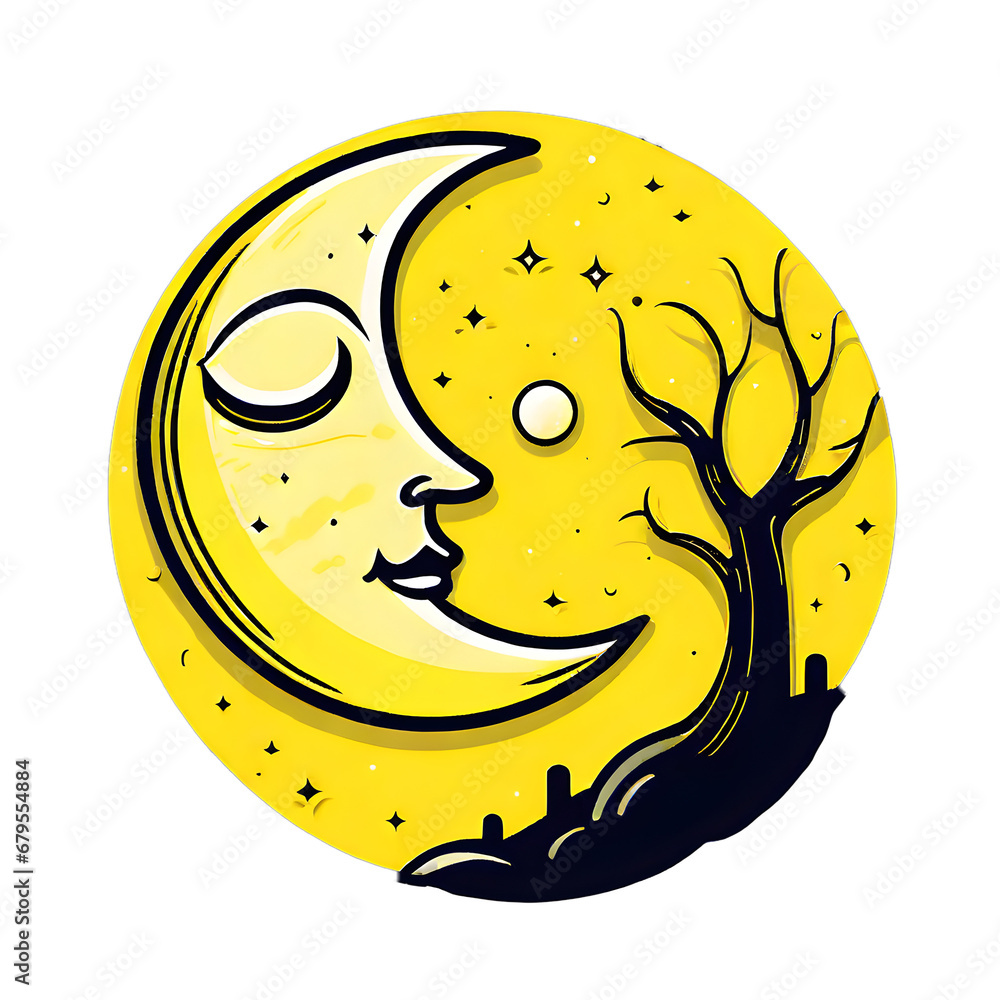 Moon , Crescent moon , moon sticker , Moon cartoon Character, clipart ...