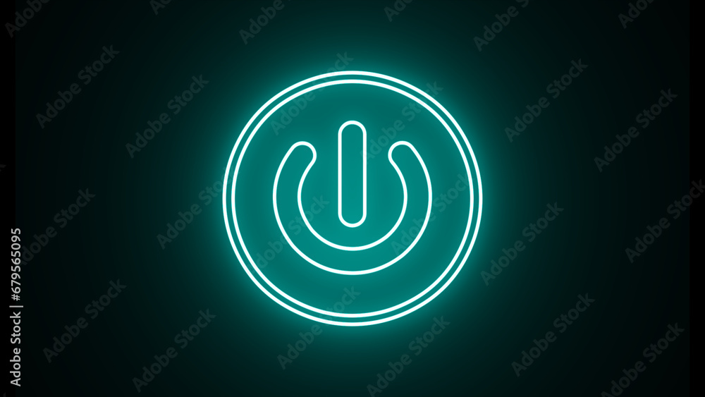 ภาพประกอบสต็อก Neon light power button turning on and off ,looping ...