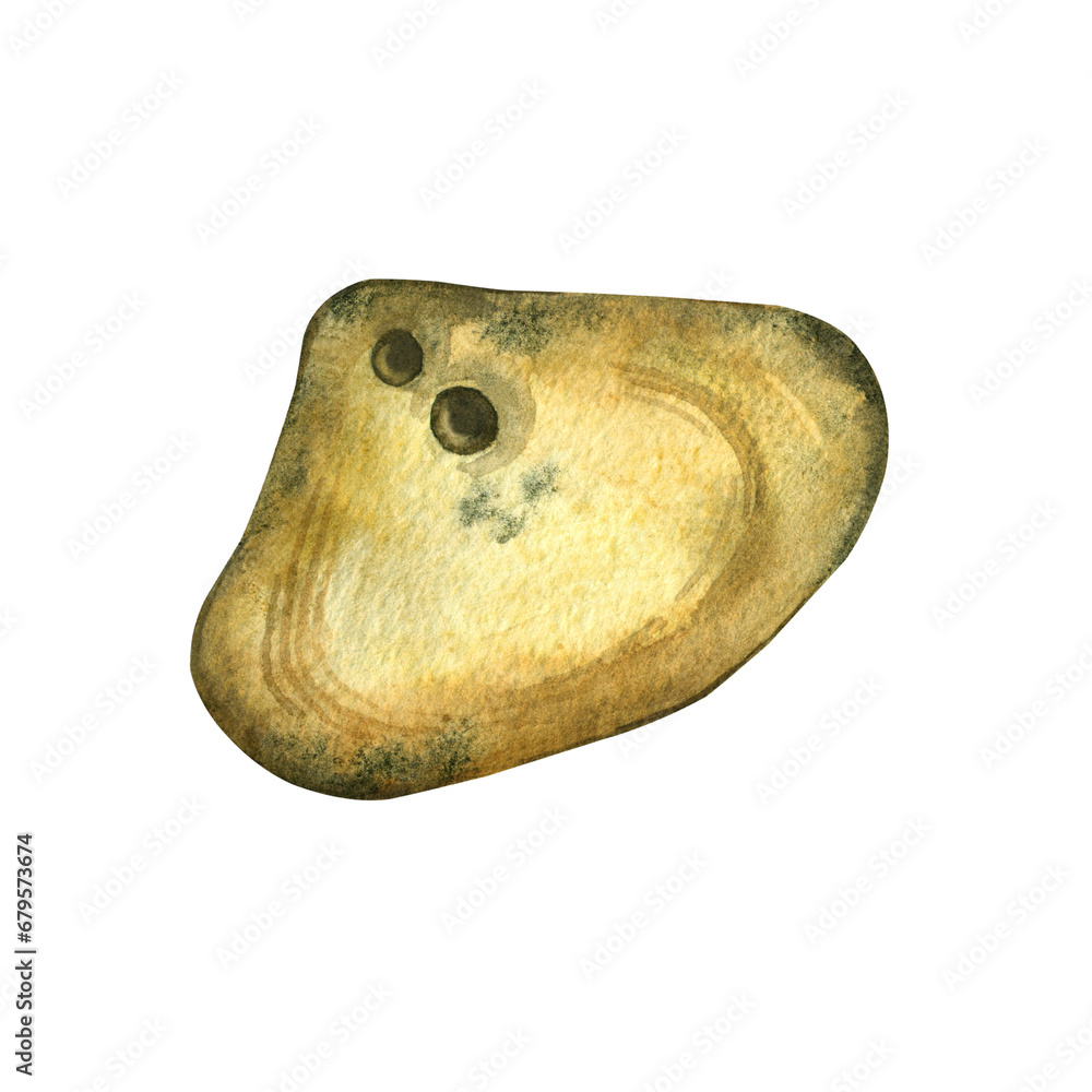 Apotropaic stone Chicken God. Amulet. Triangular stone, yellow, brown ...