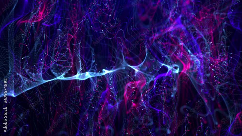 Abstract digital dynamic particle waves with light motion lights ...