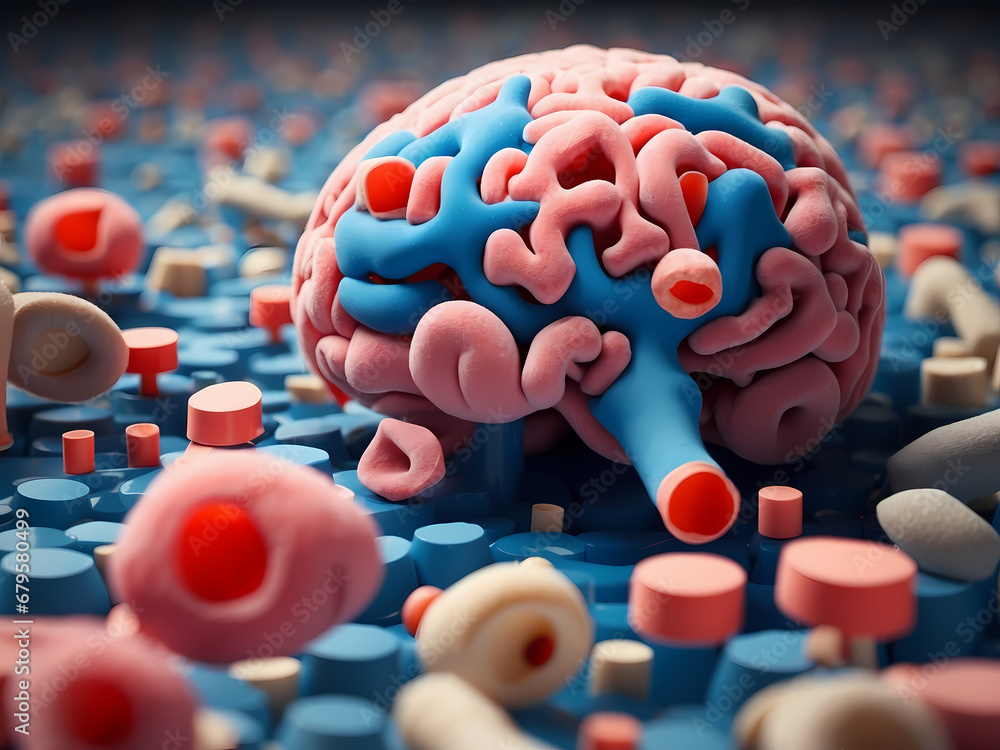 Microscopic illustration of rod-shaped bacteria; model of bacteria ...