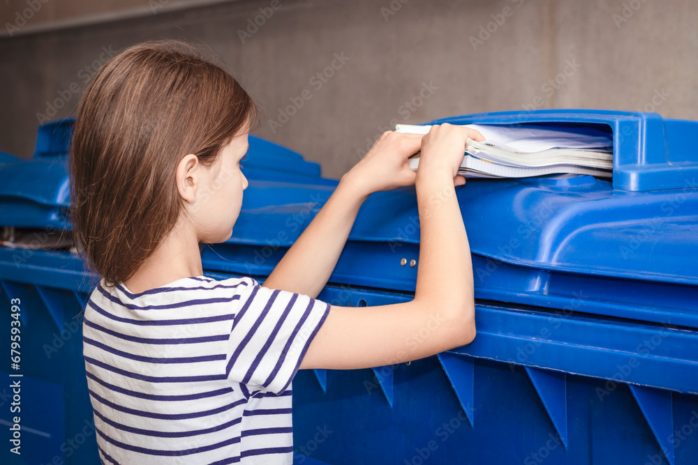 Throwing Paper Waste into Recycling Bin.Garbage Sorting and Recycling ...