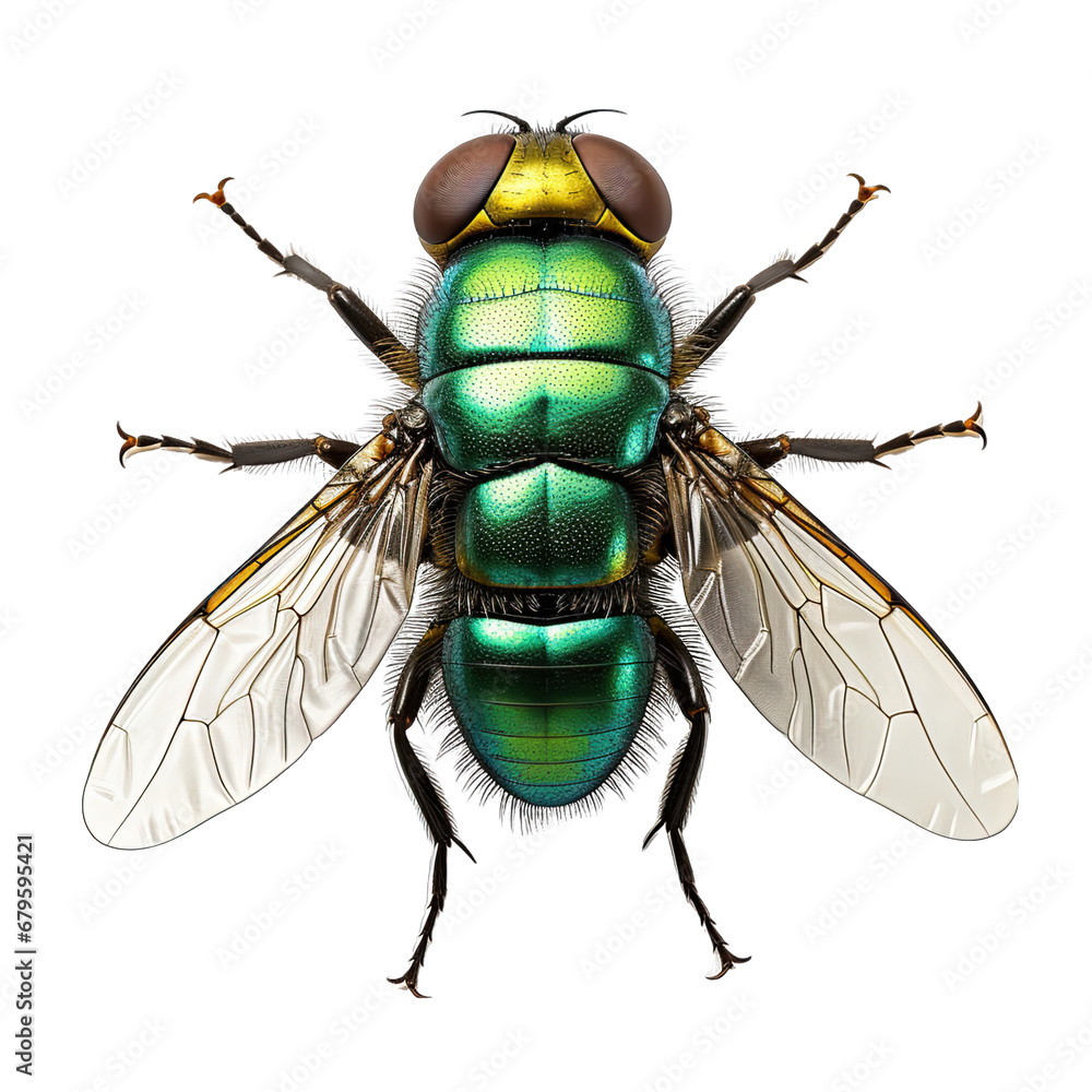 Common Green Bottle Fly - Top View Isolated on Transparent or White ...