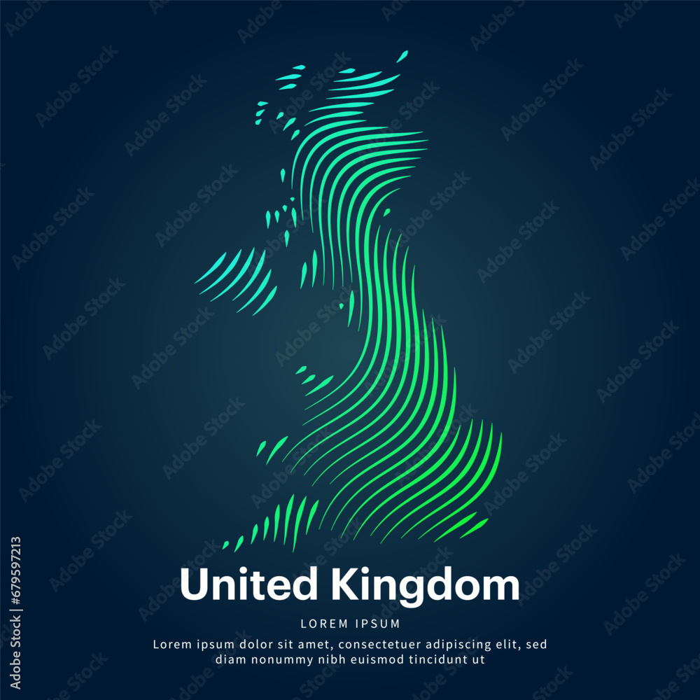 simple logo map of United Kingdom Illustration in a linear style ...