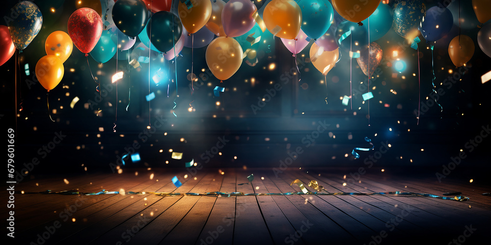 Festive Frenzy: Vibrant Party Background with Dazzling Lights, Confetti ...