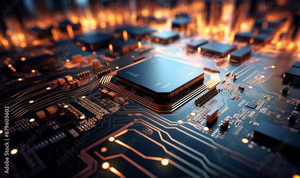 Highly detailed technology texture, AI supercomputer Chrome, insane ...