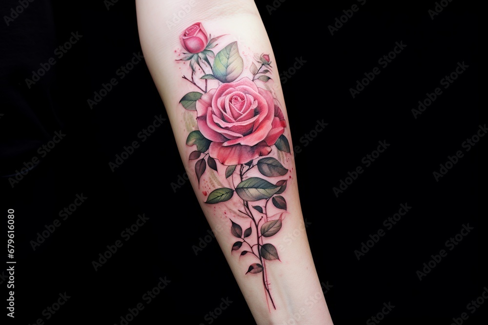 Intricate Tattoo Details: A realistic portrayal zooming in on small ...