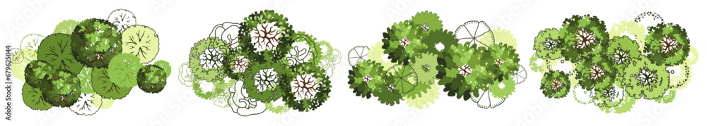 Tree for architectural floor plans. Entourage design. Various trees ...