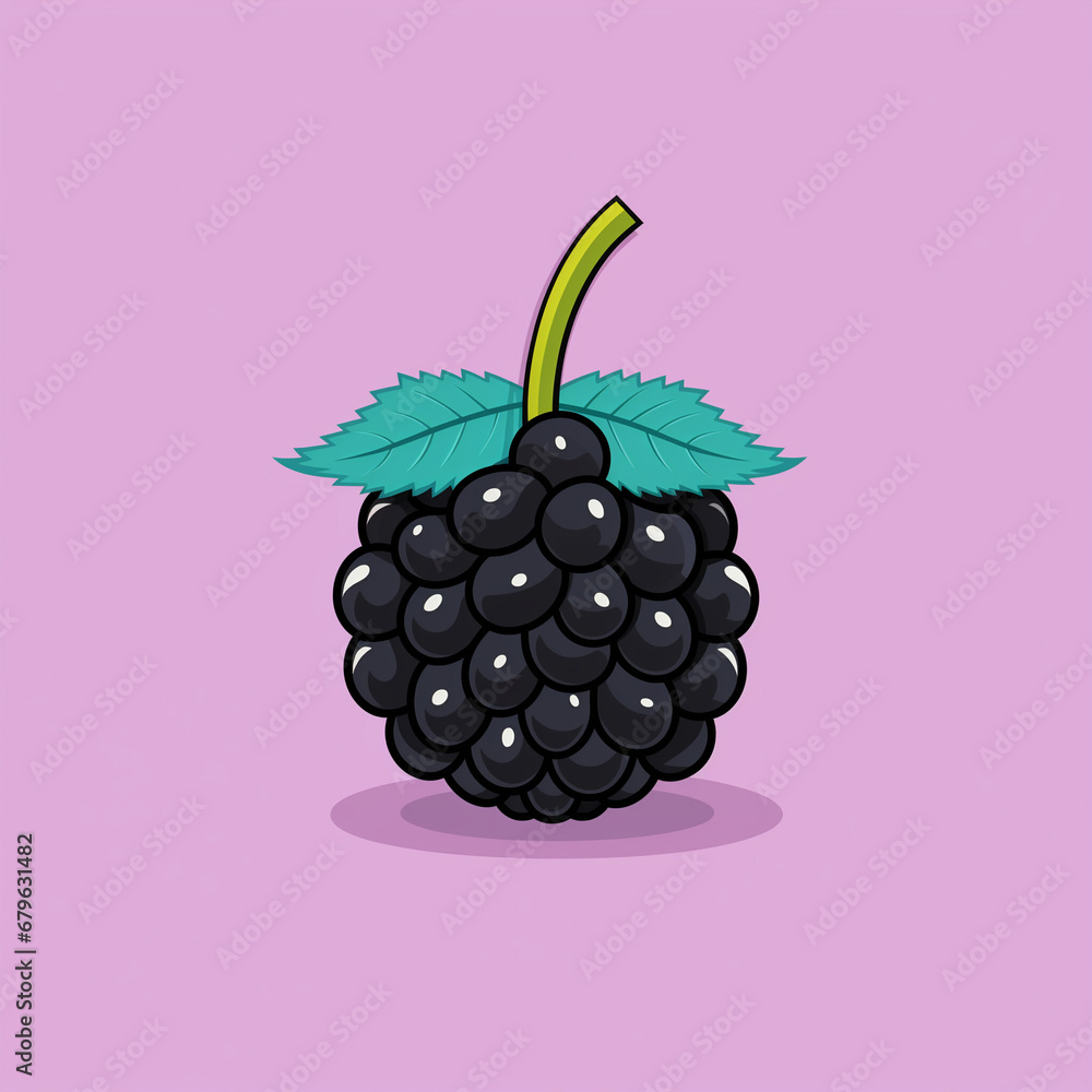 Simple graphic of a Black Raspberry berry. Flat clean cartoon 2D ...