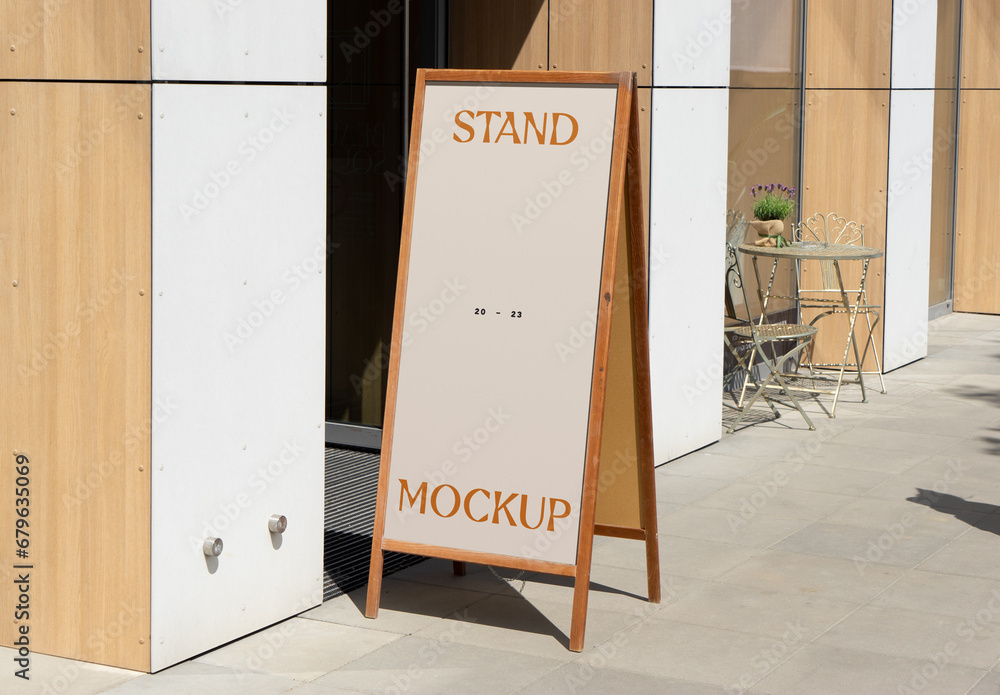Store Front Wooden Stand Mockups Stock Template | Adobe Stock