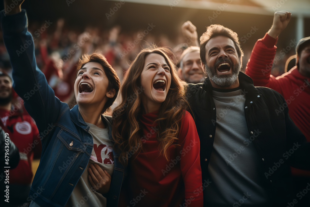 Enthusiastic parents are seen on the sidelines of a soccer field ...