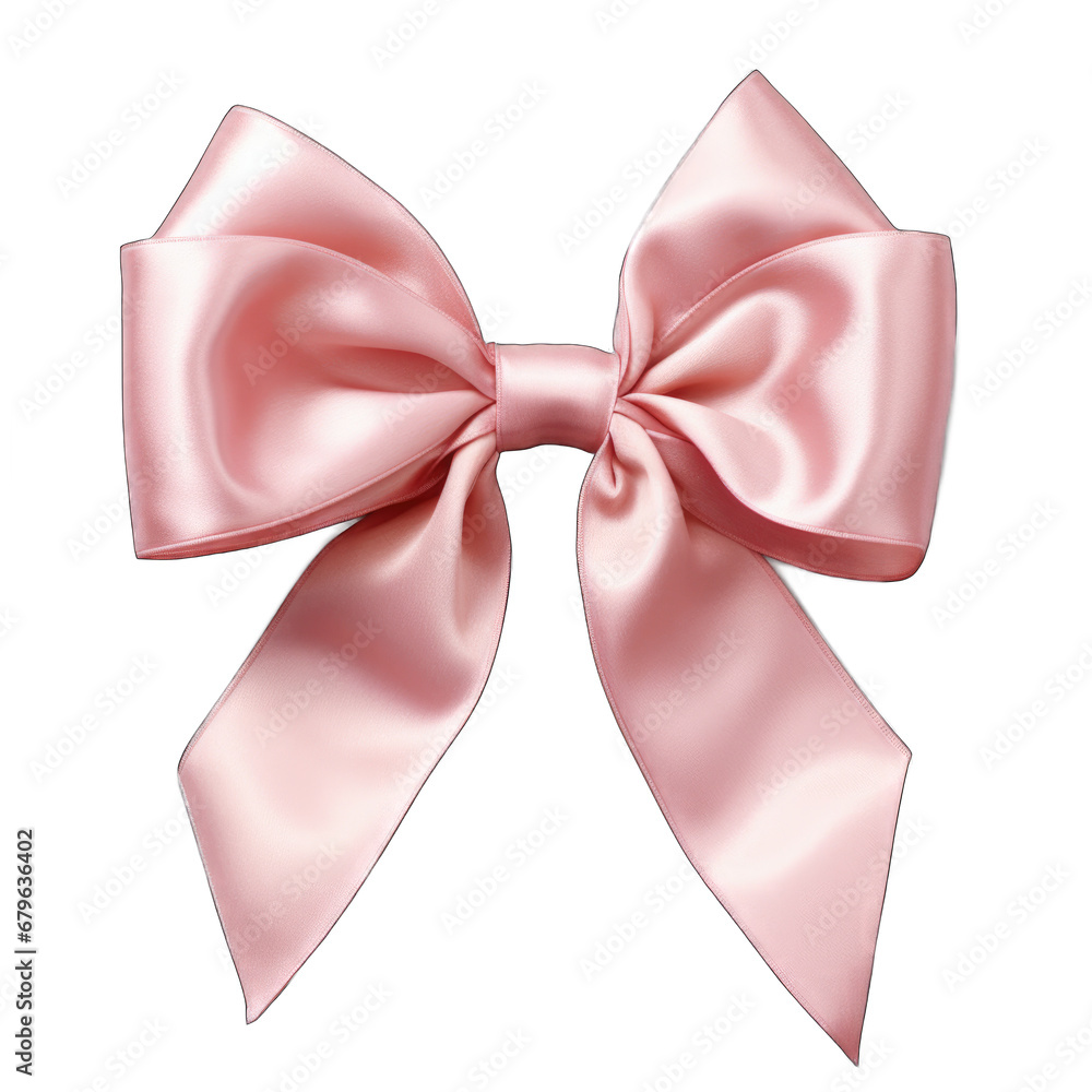 Blush pink silk ribbon and bow isolated on transparent background Stock ...