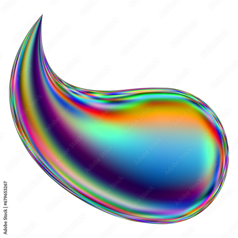 Iridescent geometric 3D shape isolated on a transparent background ...