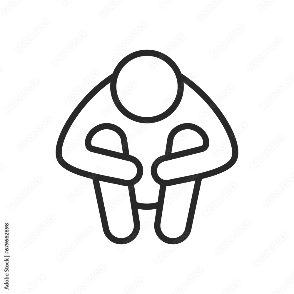 Despair and Depression Icon. Vector Outline Editable Isolated Sign of a ...