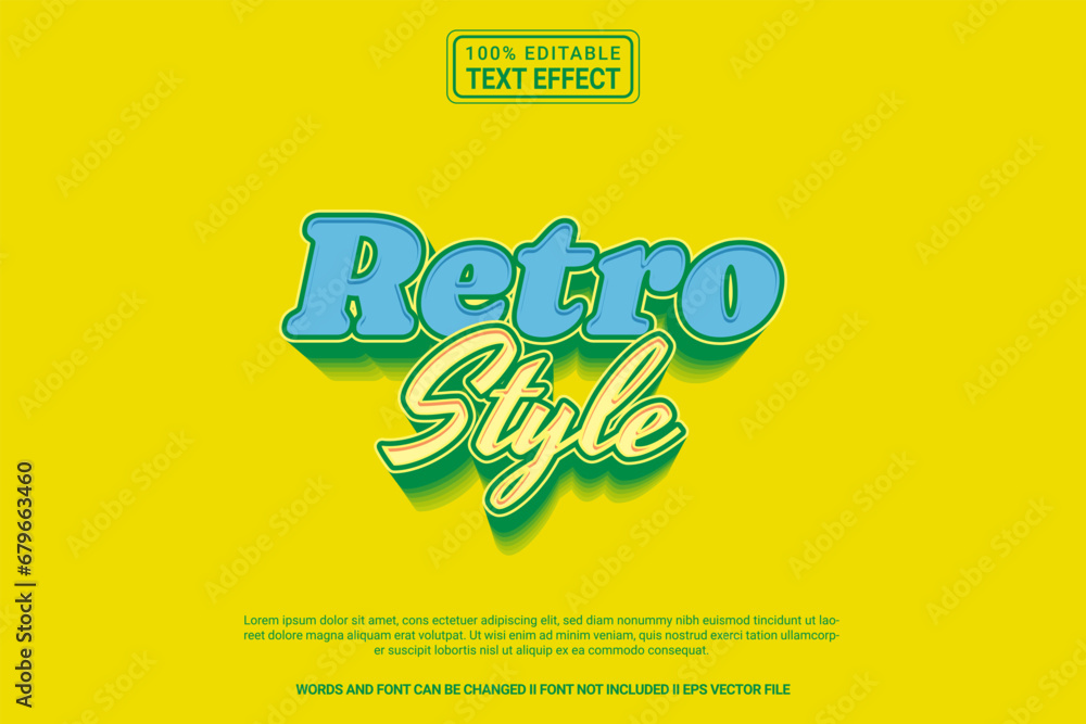 Editable Text Effect Retro Style 3d Cartoon Template Style Modren