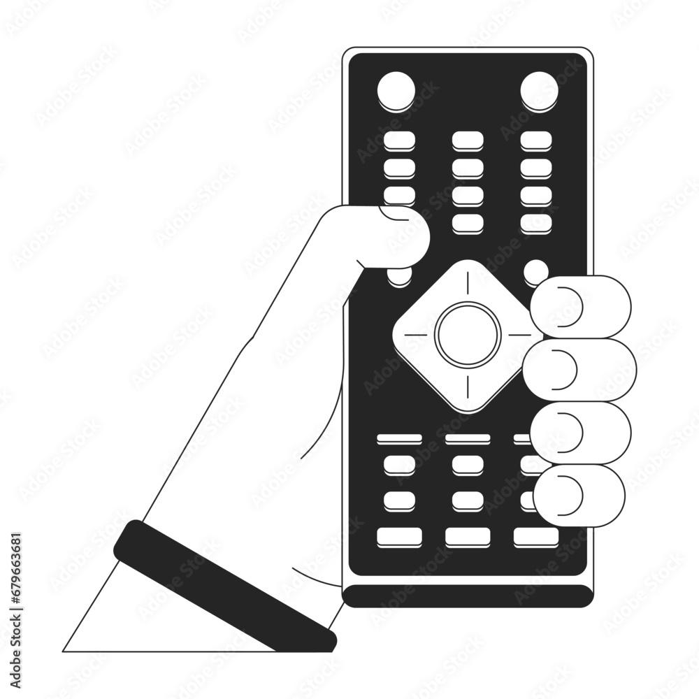 Push button remote control cartoon human hand outline illustration ...