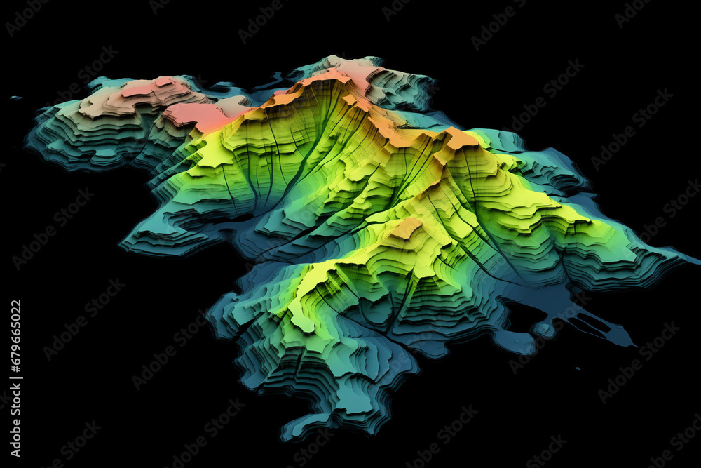 GIS lidar map 3D, Model land surface product made after processing ...