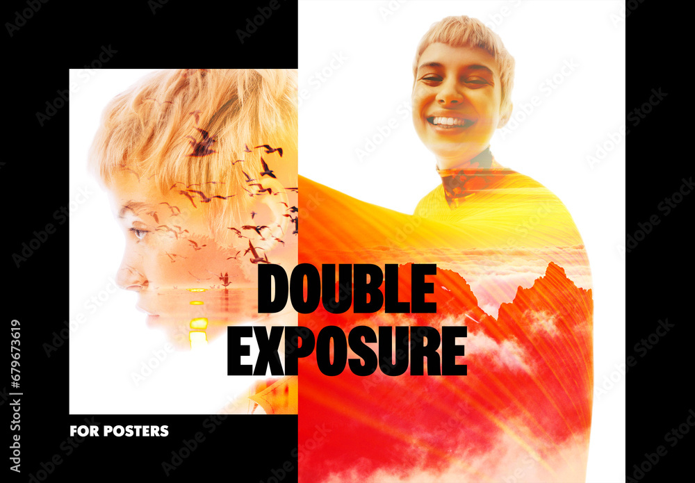 Dreamy Double Exposure Poster Photo Effect Mockup With Generative AI ...