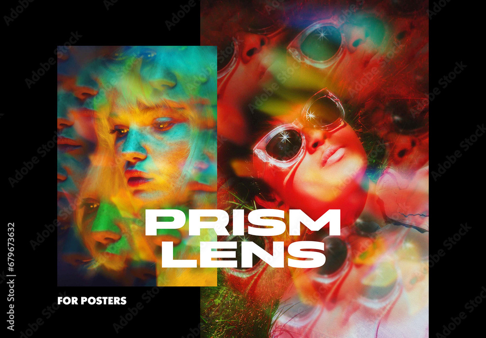 Cinematic Prism Lens Poster Photo Effect Mockup Stock Template | Adobe ...