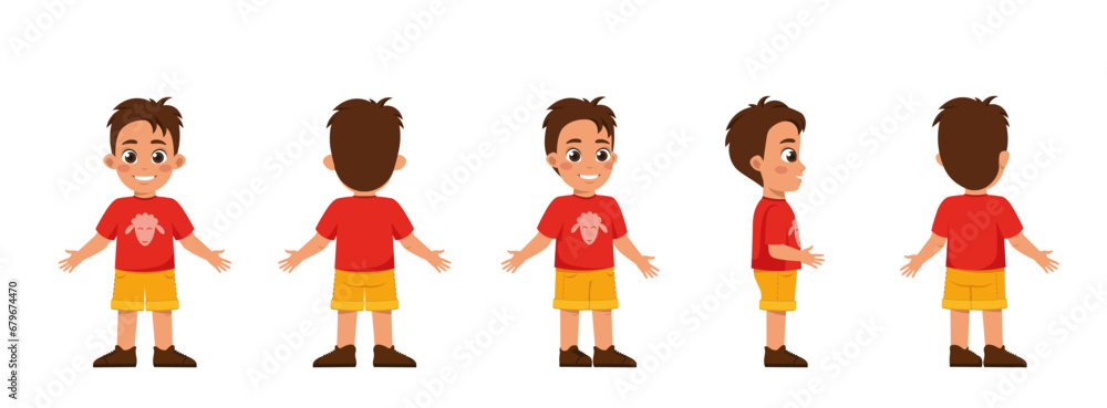 Set of Character Constructor for Animation. Happy little preschooler ...