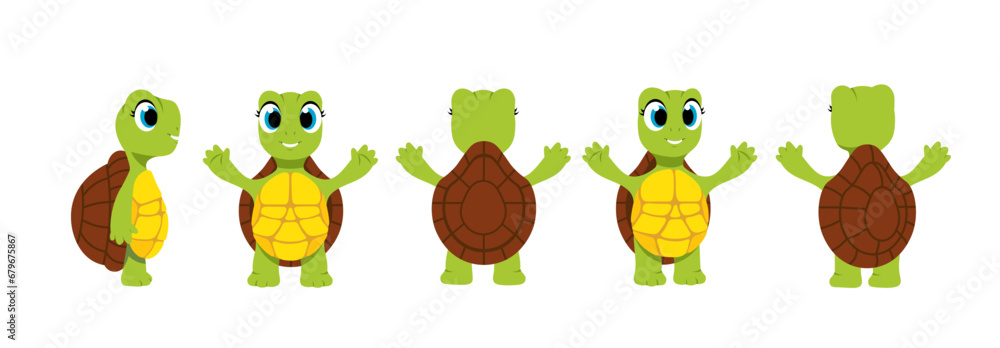 Set of Character Constructor for Animation. Body of cute turtle with ...