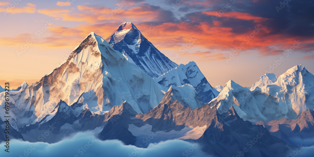 Amazing landscape of Mount Everest Stock Illustration | Adobe Stock