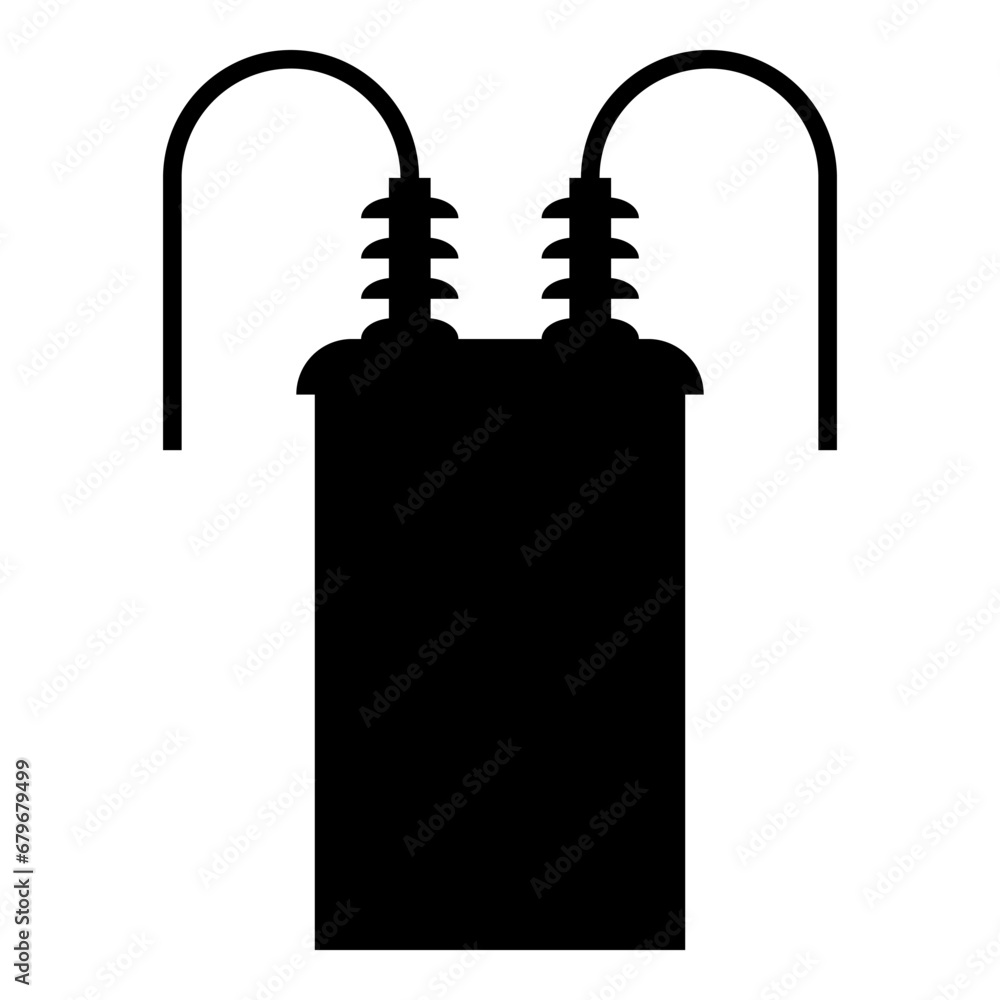 Electric transformer high voltage substation energy power icon black ...