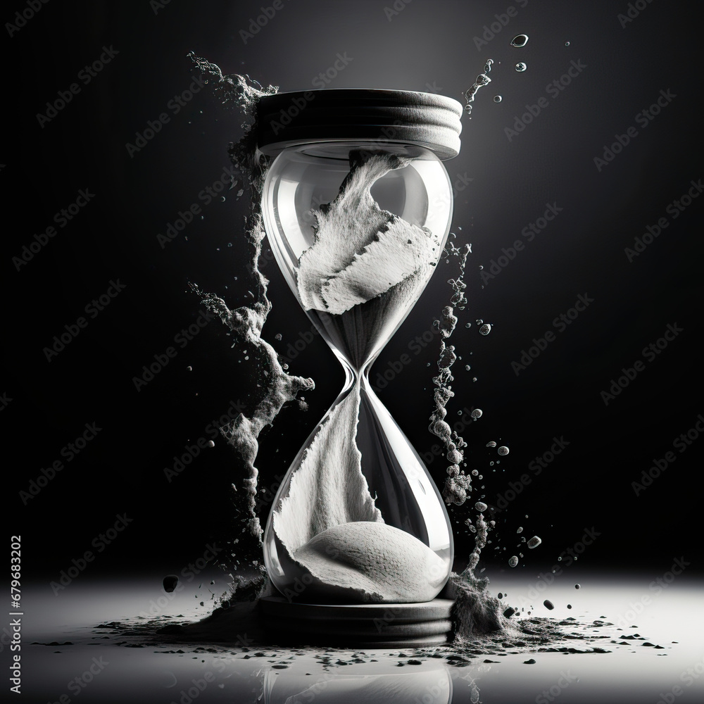 Time's dissolution and time running out: shattered hourglass in a ...
