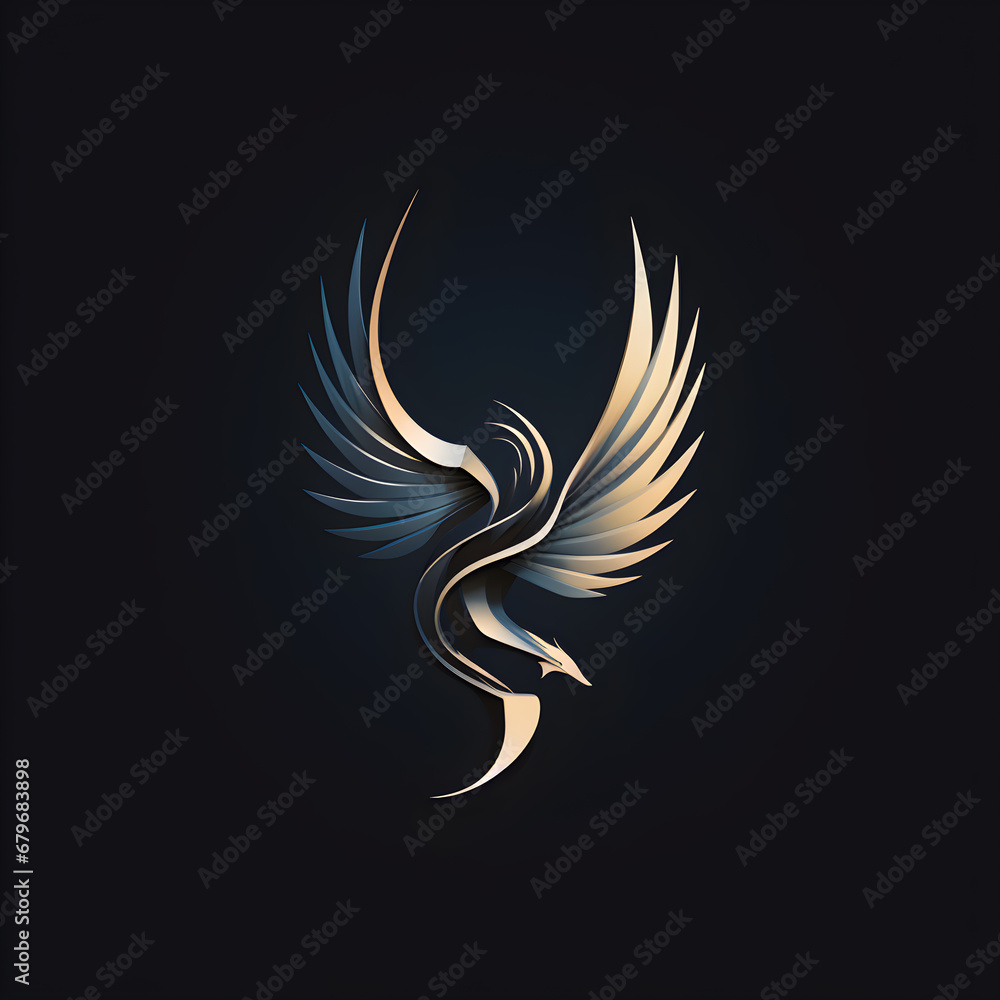 illustration of an wings, 3d logo, 3d gold logo design on white ...