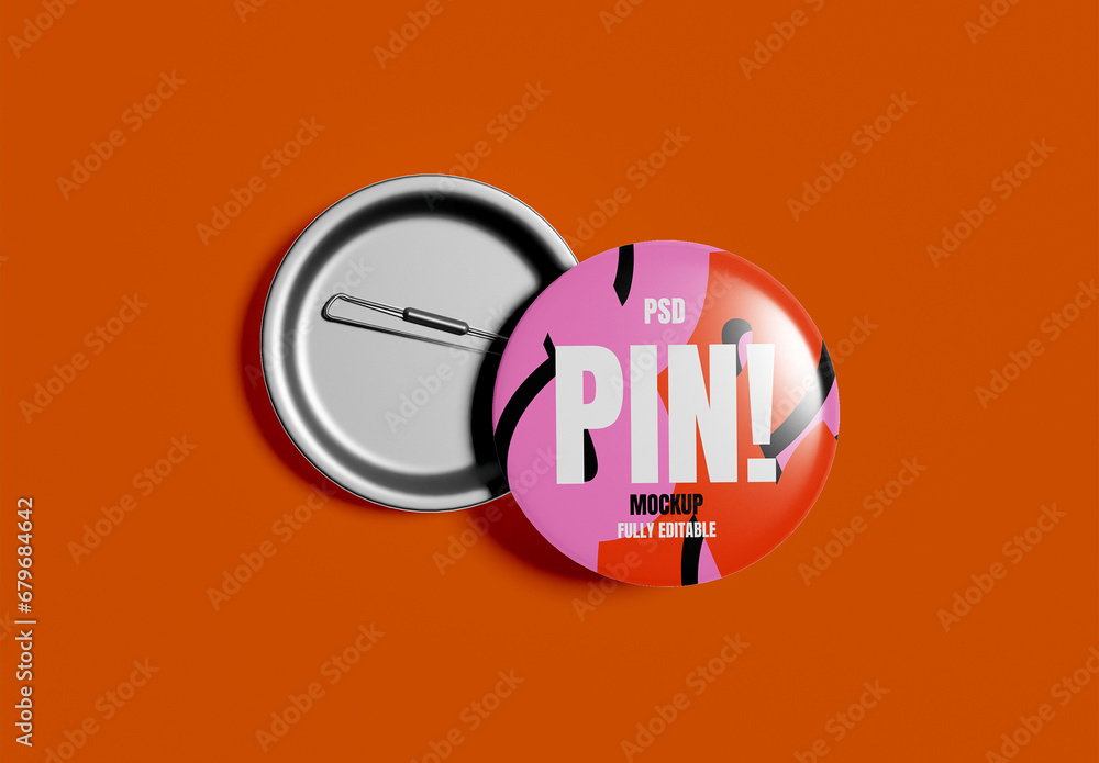 Two Metallic Pins Mockup Stock Template | Adobe Stock