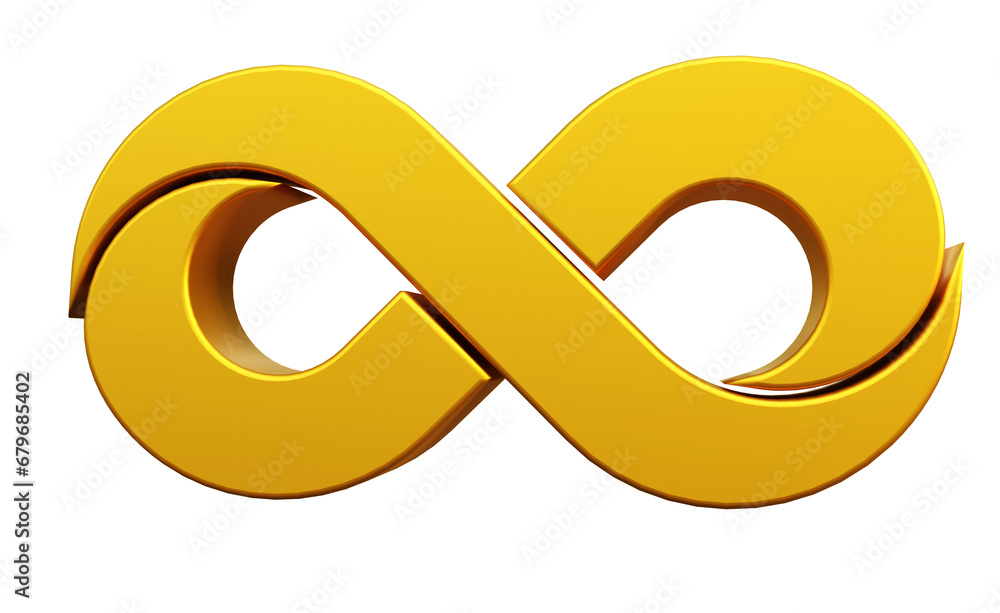 Infinity symbol 3d render isolated, gold infinity icon 3d render ...